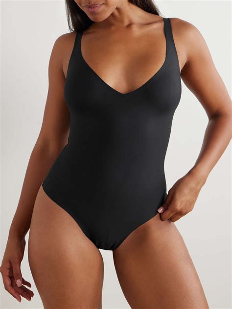 Skims Skims Body Unlined Plunge Thong Bodysuit Onyx Net A Porter