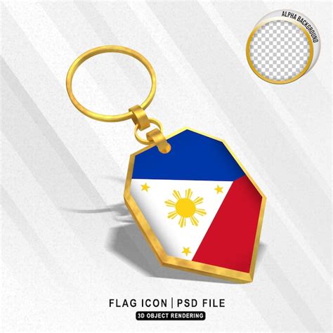 Premium Psd Philippine Flag 3d Golden Keychain