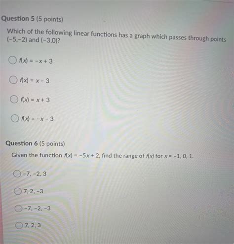 Solved Question Points Which Of The Following Linear Chegg Com