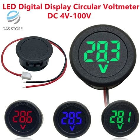 Voltmeter Dc 5 100v Dc Digital Bentuk Bulat Dengan Display Led Red