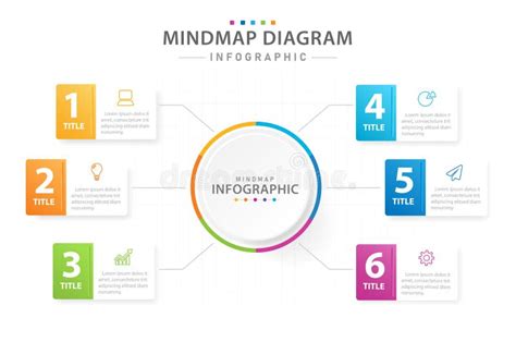 Infographic 6 Steps Modern Mindmap Diagram With Circles And Topic