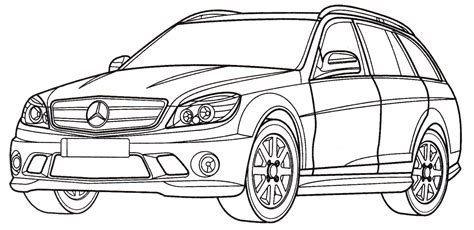 Раскраска Mercedes C63 AMG - распечатать бесплатно