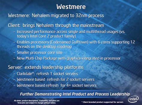 intel 32nm westmere cpu and roadmap updates pc perspective