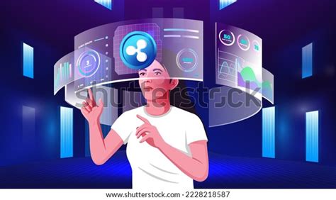 Young Women Exploring Visualizing Cloud Data Stock Vector Royalty Free