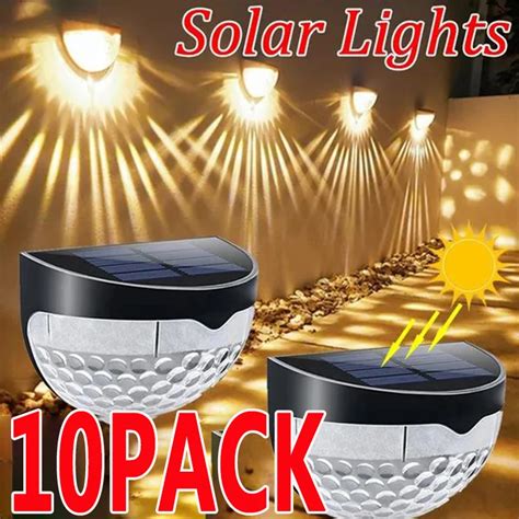 10Pack LED Solar Light Outdoor Wall Lamps Energy Garden Lamps Waterproof Solar Fence Lamp