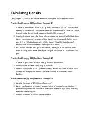 Calculating Density Practice Questions Docx Calculating Density Using Pages In The