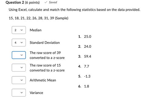 Solved Using Excel Calculate And Match The Following