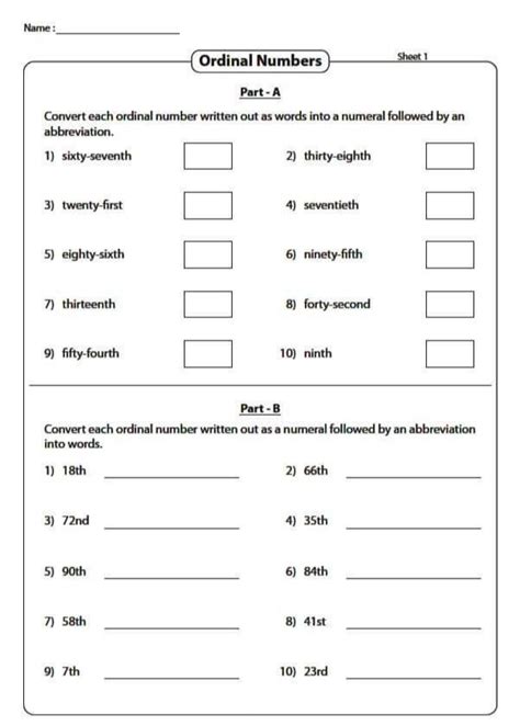 Cardinal Or Ordinal Number Worksheet Math Worksheet Ordinal Numbers