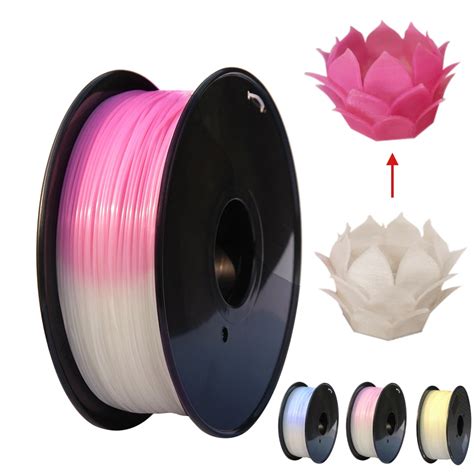 3d 인쇄재료 Pla 빛 변경 색상 3d 프린터 필라멘트 인쇄 재료 승화 플라스틱 흰색에서 분홍색 노란색 파란색 Pla 3d