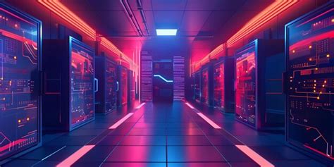 Server Room Data Center Hallway Hardware Cluster 3d Rendering Network