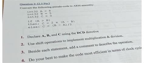Solved 1 Declare Ab And C Using The Dcd Directive 2 Use