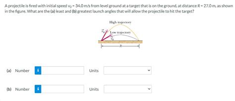 Solved A Projectile Is Fired With Initial Speed V M S Chegg