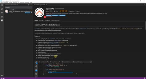 Smart Home OpenHAB Visual Studio Code Editor