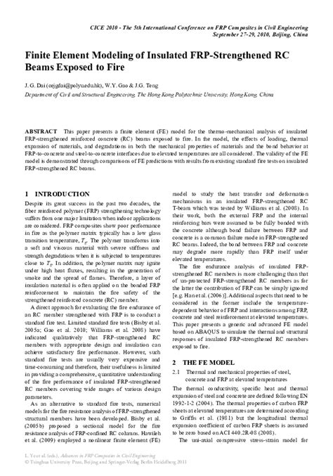 Pdf Finite Element Modeling Of Insulated Frp Strengthened Rc Beams