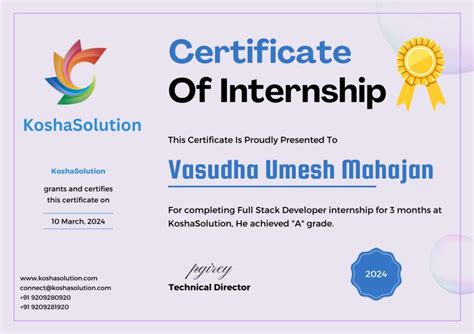 internshipcomplete fullstackdevelopment koshasolution vasudha mahajan