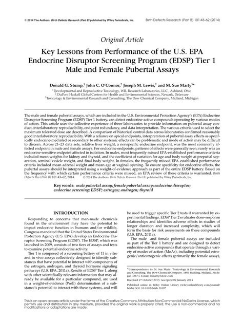 PDF Key Lessons From Performance Of The U S EPA Endocrine Disruptor Screening Program EDSP