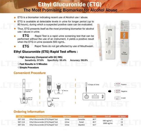 Panel Ethyl Glucuronide Drug Test Etg Urine Test Kit 500ng Ml 1000ng Ml