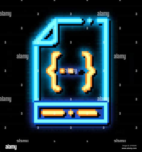coding file document system neon glow icon illustration stock vector