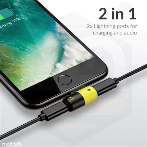 2 In 1 Lightning Splitter Adapter Double Lightning Ports For Dual Lightning Audio And Charge