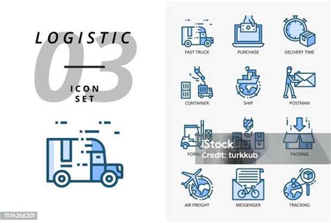 물류 빠른 트럭 구매 배송 시간 지게차 컨테이너 포장 컨테이너 선박 우편 배달 부 항공 화물 자전거 메신저 추적을 위한 아이콘 팩 검색에 대한 스톡 벡터 아트 및 기타
