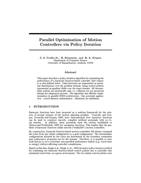 Pdf Parallel Optimization Of Motion Controllers Via Policy Iteration