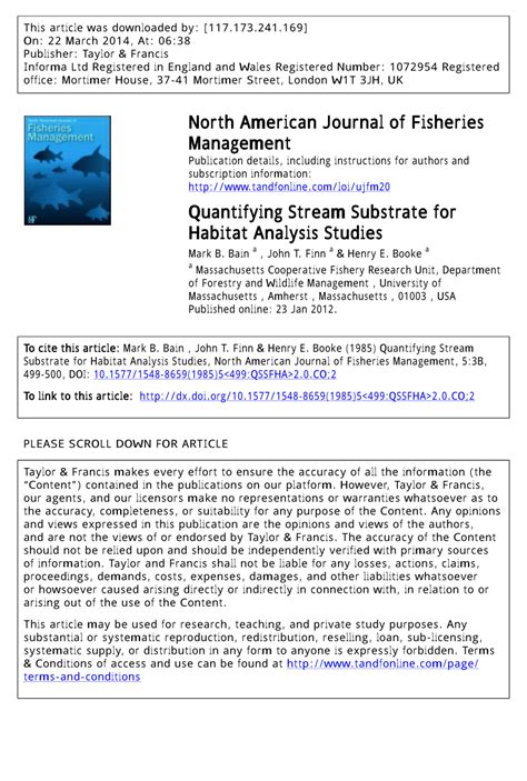 Pdf Quantifying Stream Substrate Type For Habitat Analysis Studies
