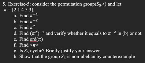 solved 5 exercise 5 consider the permutation group s5 0