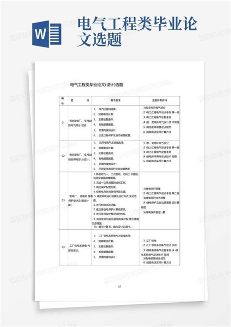 电气工程类毕业论文选题word模板下载编号qazpjnza熊猫办公 电气工程类毕业论文选题word模板下载编号qazpjnza熊猫办公
