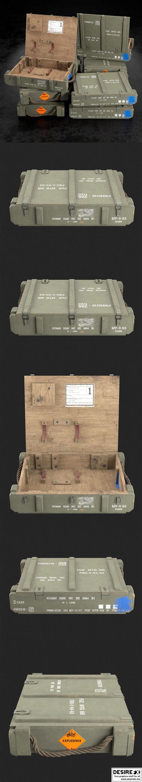 Desire Fx 3d Models Old Wooden Ammo Container