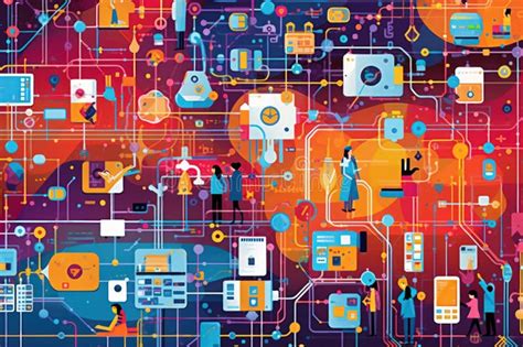 Internet Of Things Iot And Artificial Intelligence Generative Ai Stock Illustration