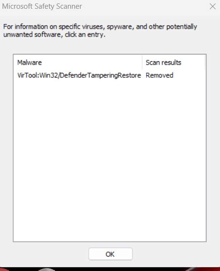 virtool win32 defendertamperingrestore microsoft community