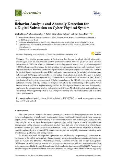 Pdf Behavior Analysis And Anomaly Detection For A Digital Substation On Cyber Physical System