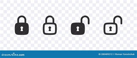Open And Closed Locks Icons Padlocks Icons Security Symbol Icons Stock Illustration