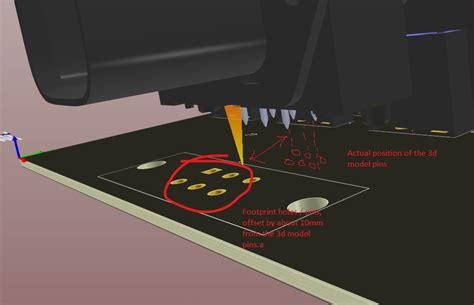 This Component Model I Got From Snapeda Clips Through The Pcb And Its Pins Are Not Aligned With
