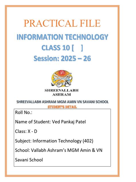 Class 10 D It Sample Practical File 2025 26 Pdf