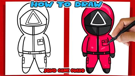 SQUID GAME Round And Round Mingle Red GUARD Uniform How To Draw YouTube