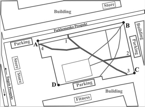 Square Layout With The Routes And Adjacent Streets Download Scientific Diagram