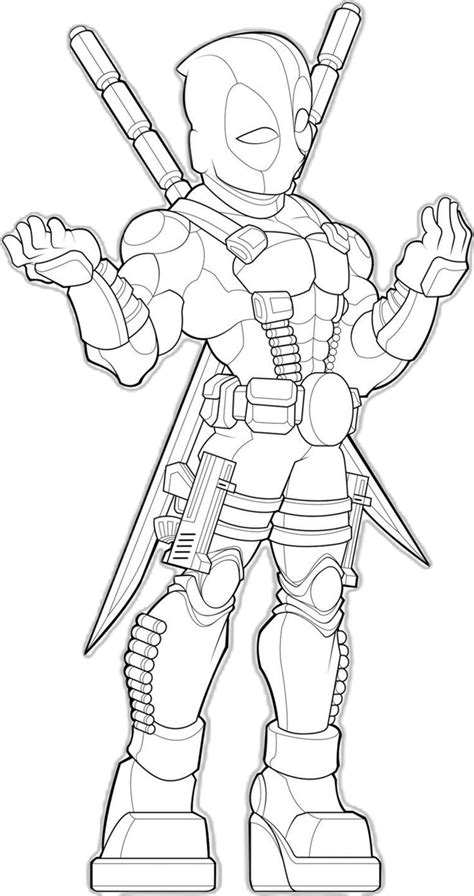 Simple Deadpool Line Art For Coloring Deadpool Tracing Simple