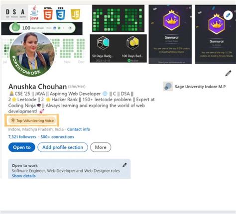 Anushka Chouhan On Linkedin Badge Linkedin Topvoluteering