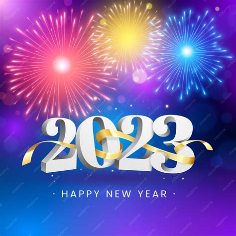 Premium Vector Happy New Year 2023 With Bright Colorful Fireworks
