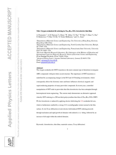 Oxygen Octahedral Tilt Ordering In Na1 2 Pdf