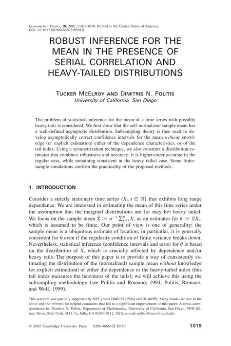 pdf robust inference for the mean in the presence of serial