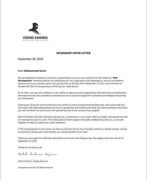 Muhammad Sarim On Linkedin Webdeveloper Codingsamurai Internship Internshipjourney