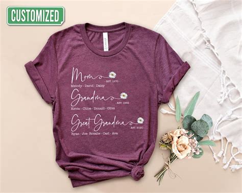 Personalized Great Grandma Shirt Great Grandma Mothers Day Etsy