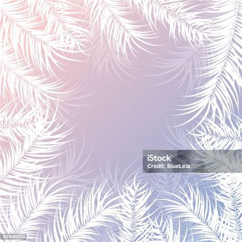 백색 야 자 잎과 그라데이션 배경 벡터 일러스트 레이 션에 식물으로 열 대 디자인 0명에 대한 스톡 벡터 아트 및 기타 이미지 0명 계절 그라데이션 Istock