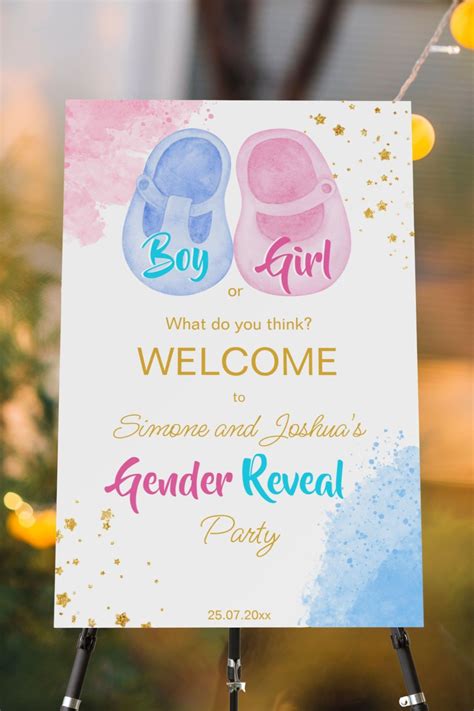 Gender Reveal Party Welcome Sign Template Instant Download Pink And