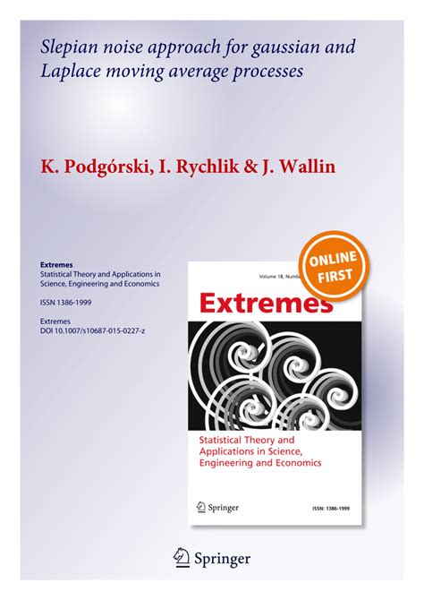 Pdf Slepian Noise Approach For Gaussian And Laplace Moving Average Processes