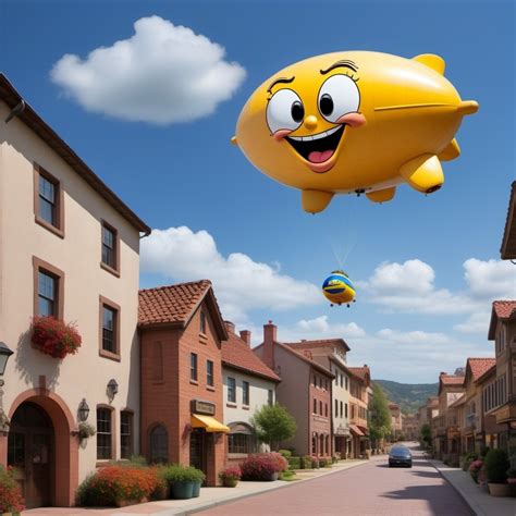 Angry Goodyear Blimp Over Town Stable Diffusion Online