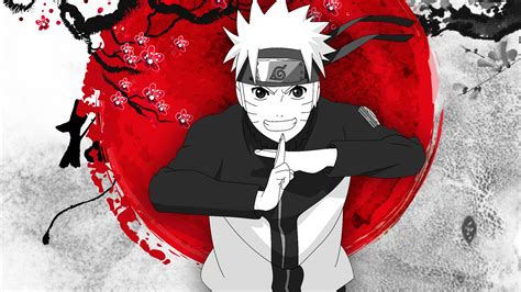 Naruto Uzumaki Wallpaper 4K Japanese Artwork Red Moon