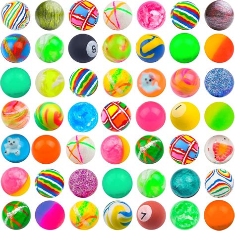 Ohanniewa 50 Pieces 27mm Mixed Pattern Colorful Bouncy